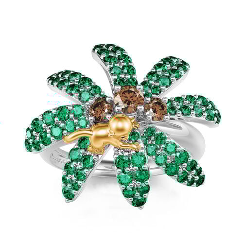 Jeulia "Tropical Vibe" Coconut Tree & Monkey Sterling Silver Ring ...