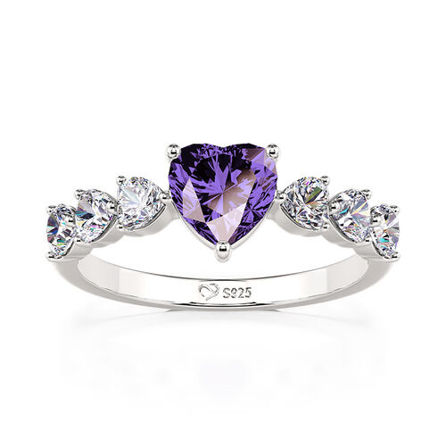 Jeulia Custom Heart Promise Ring with Birthstone Sterling Silver ...