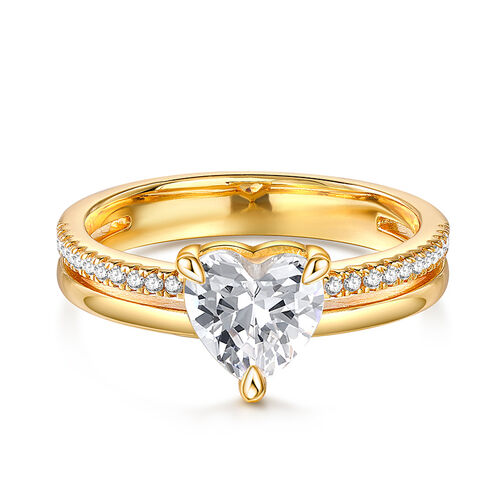 Jeulia Anillo de Compromiso de Plata Esterlina de Doble Vástago de ...