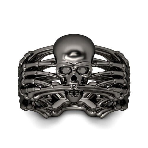 Jeulia Black Skeleton Sterling Silver Skull Ring - Jeulia Jewelry