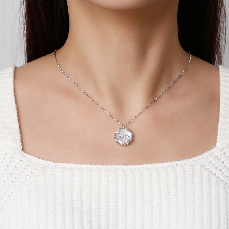 Jeulia Logo Heart Sterling Silver Mother of Pearl Necklace - Jeuliaoutlet