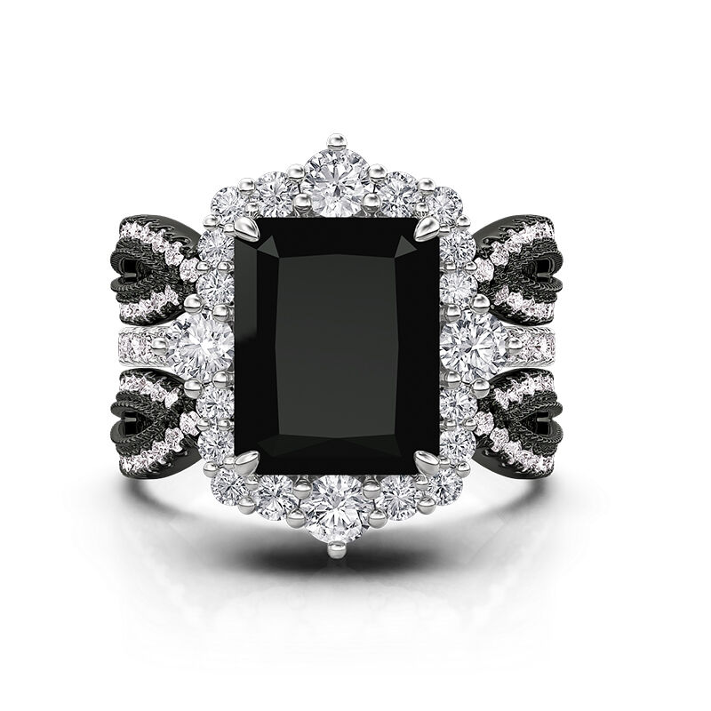 Jeulia Interchangeable Halo Engagement Ring Set Twisted Radiant Cut ...