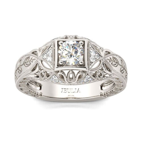 Jeulia Vintage Round Cut Sterling Silver Ring - Jeulia Jewelry