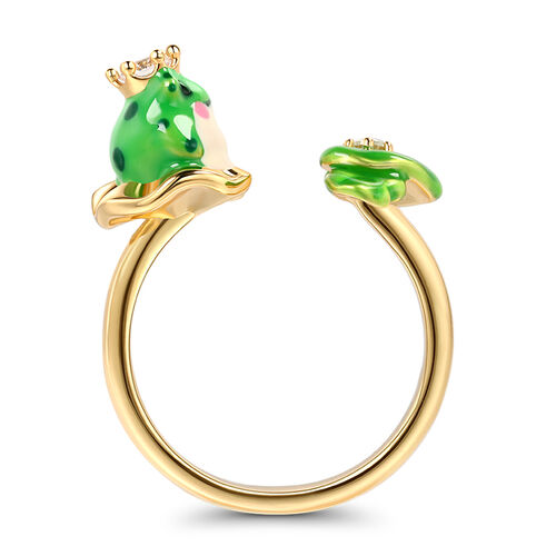 Jeulia "Frog Prince" Lotus Leaf Enamel Sterling Silver Ring - Jeulia ...