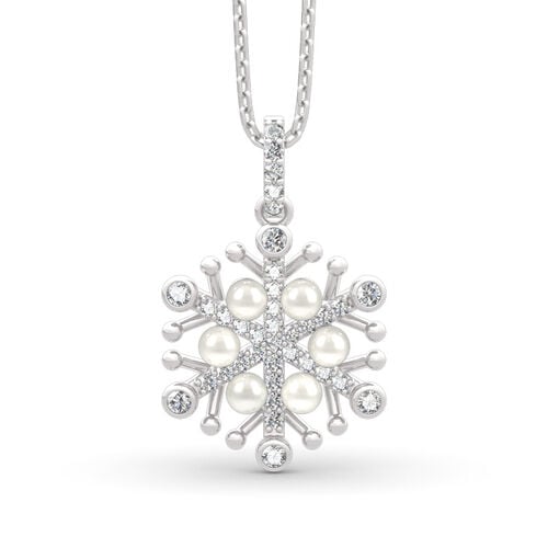 Jeulia Snowflake Cultured Pearl Sterling Silver Necklace - Jeulia Jewelry