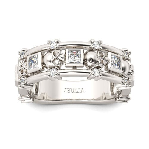 Jeulia Skull Princess Cut Sterling Silver Women's Band - Jeulia Jewelry