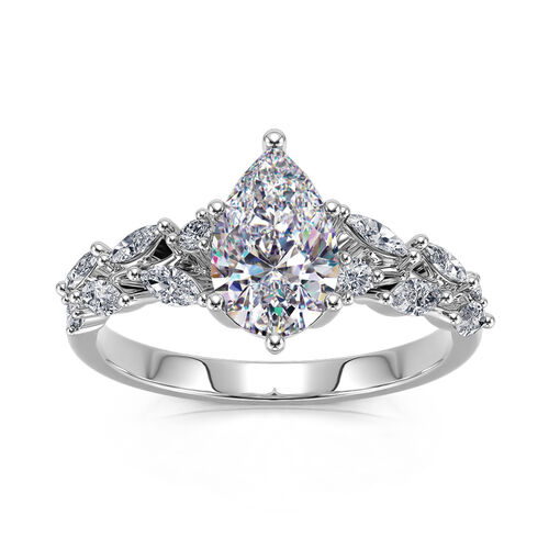 Jeulia Anillo 10K/14K/18K oro de boda con corte pera para mujer de oro ...