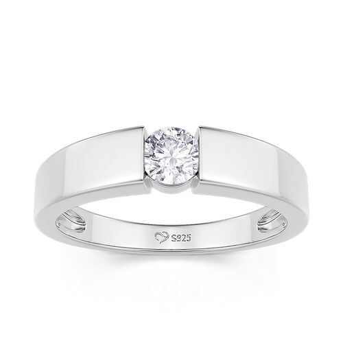 Jeulia Simple Round Cut Men Engagement Ring Sterling Silver - Jeulia ...