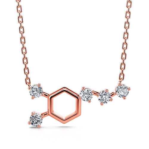 Jeulia Collar molecular de estructura química hexagonal de plata ...