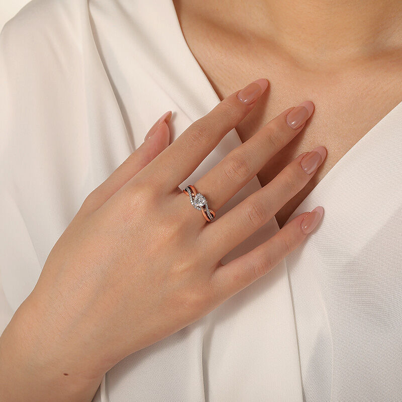 Jeulia Amore Twist Two Tone Heart Shaped Engagement Ring - Jeulia Jewelry