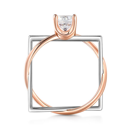 Jeulia Elegant Round Engagement Ring Circle Square Silver - Jeulia Jewelry