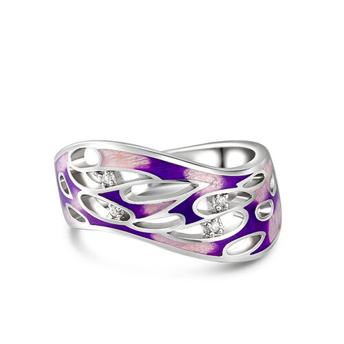 Jeulia "Ice Queen" Enamel Sterling Silver Women's Band - Jeulia Jewelry