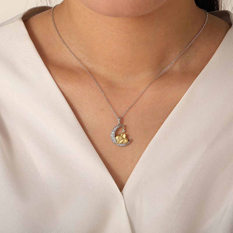 Jeulia Luna Astra Custom Birthstone Elephant Moon and Star Necklace ...