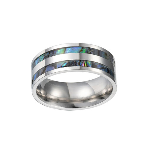 Jeulia Abalone Shell Titanium Steel Men's Band - Jeulia Jewelry