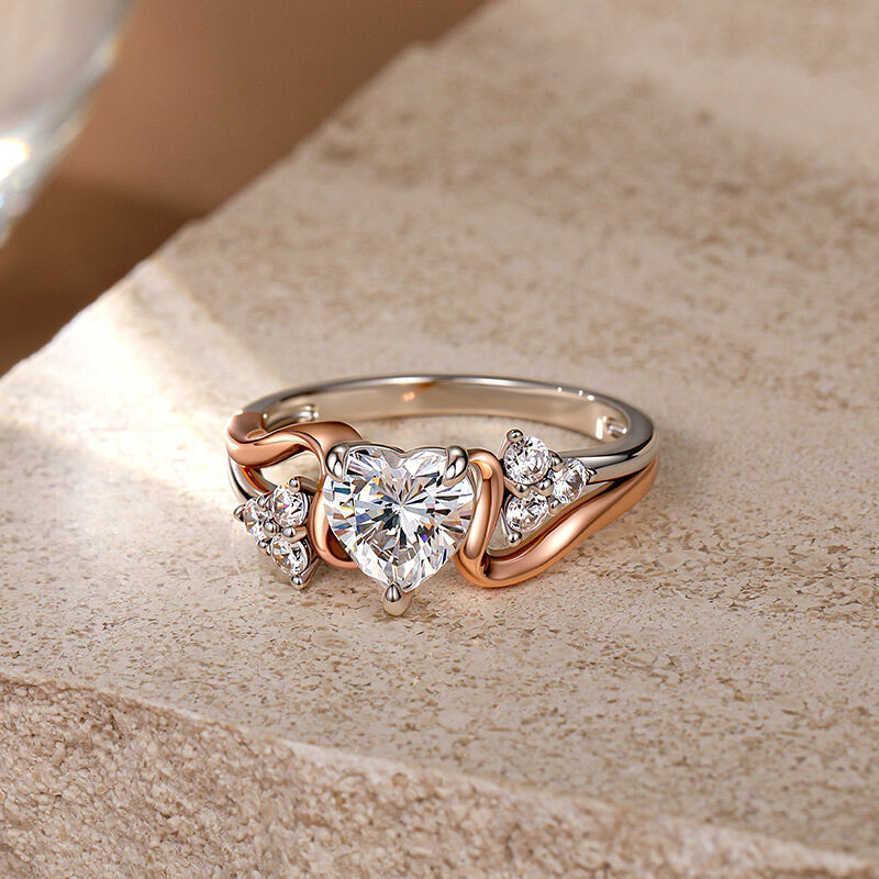 Jeulia Amore Two Tone Heart Bypass Engagement Ring - Jeulia Jewelry