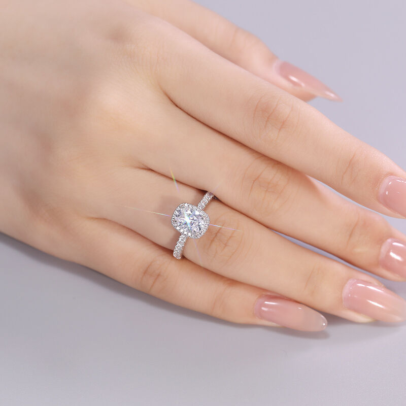 Jeulia Classic Radiant Cut Sterling Silver Engagement Ring - Jeulia Jewelry