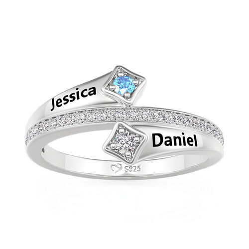 Jeulia Custom Name Round Cut Birthstone Ring - Jeulia Jewelry