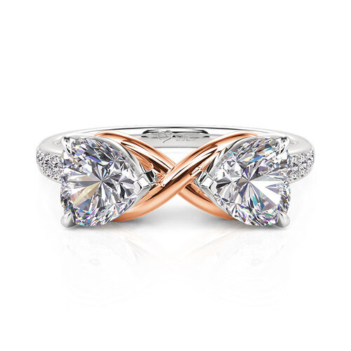 Jeulia Custom Double Heart Two Tone Infinity Ring - Jeulia Jewelry