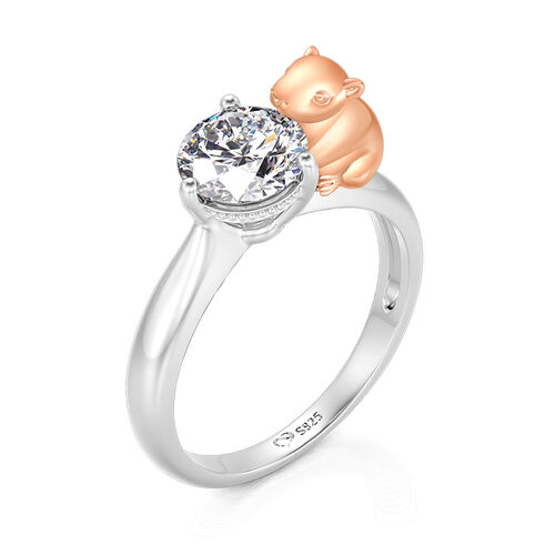 Jeulia Hug Me Capybara Ring Round Cut Sterling Silver - Jeulia Jewelry