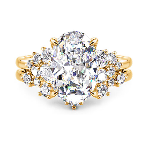 Jeulia Fine Oval Cut Gold Bridal Rings Set with Side Stone Sterling ...