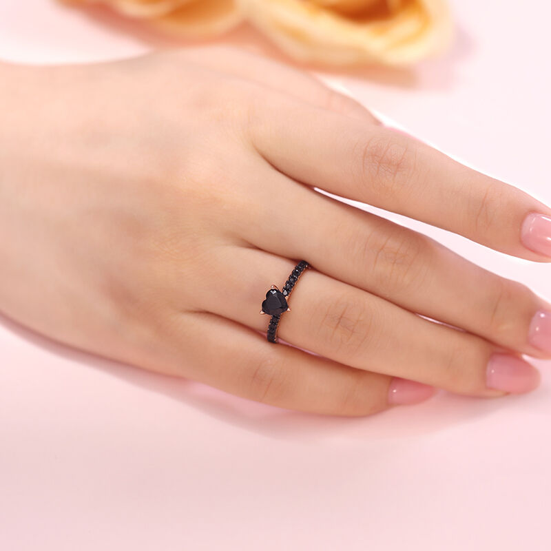 Jeulia Two Tone Heart Cut Sterling Silver Engagement Ring - Jeulia Jewelry