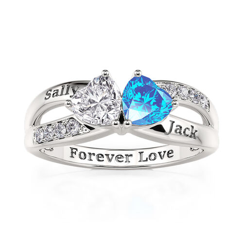 Jeulia Simple Twist Custom Two Heart Ring with Birthstones - Jeulia Jewelry
