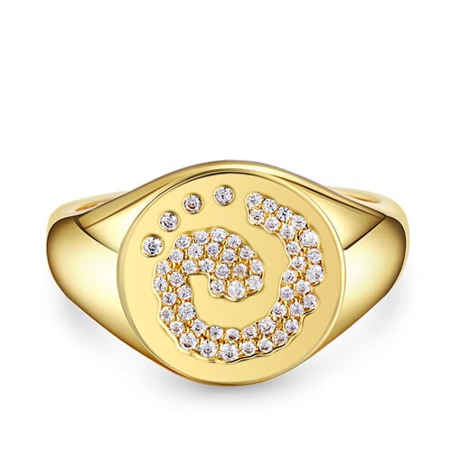 Jeulia Pave Round Stone Signet Sterling Silver Ring - Jeulia Jewelry