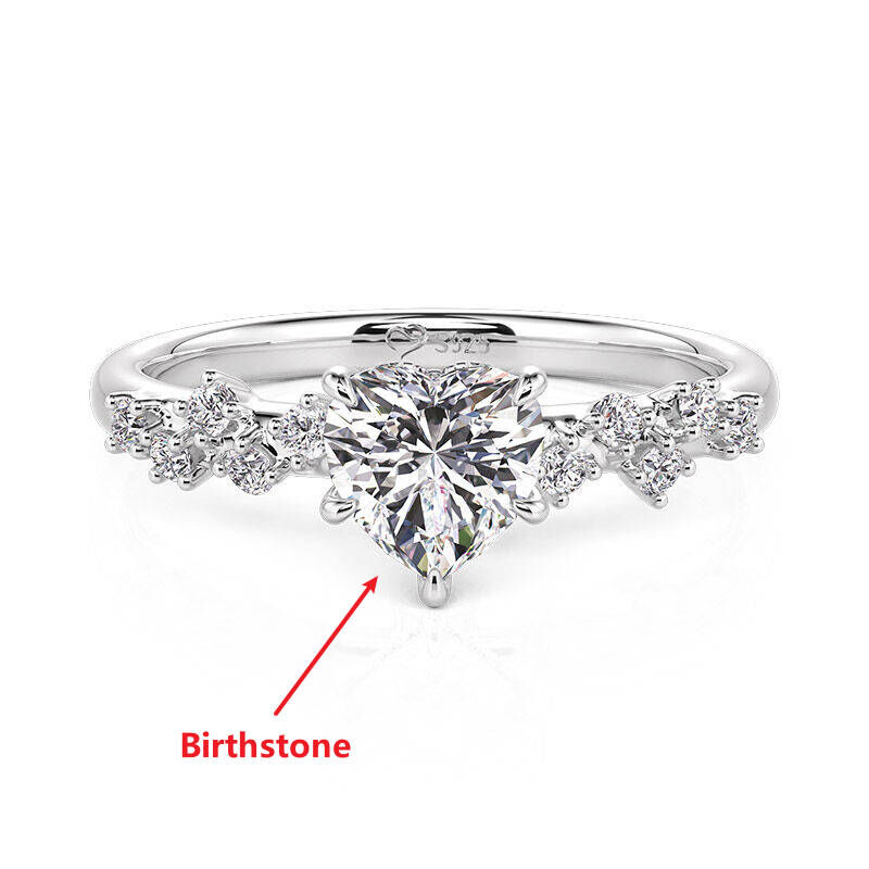 Jeulia Heartbeat Custom Heart Birthstone Promise Ring Sterling Silver ...