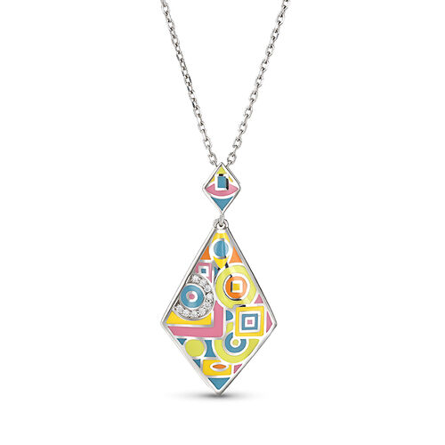 Jeulia "Math Game" Enamel Sterling Silver Necklace - Jeulia Jewelry