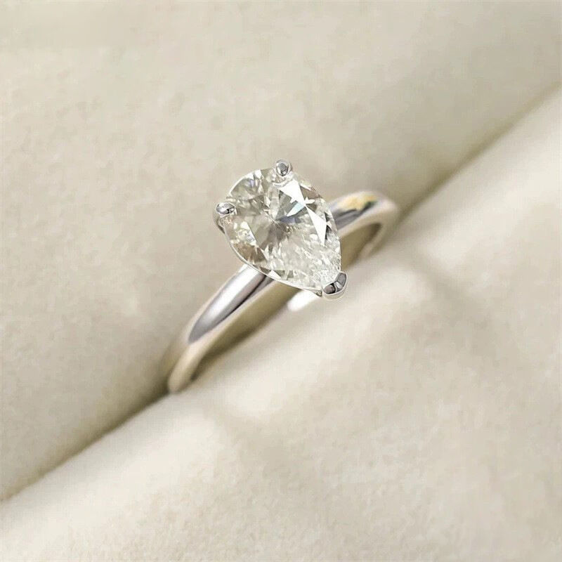 Jeulia Simple Pear Cut Sterling Silver Ring - Jeulia Jewelry