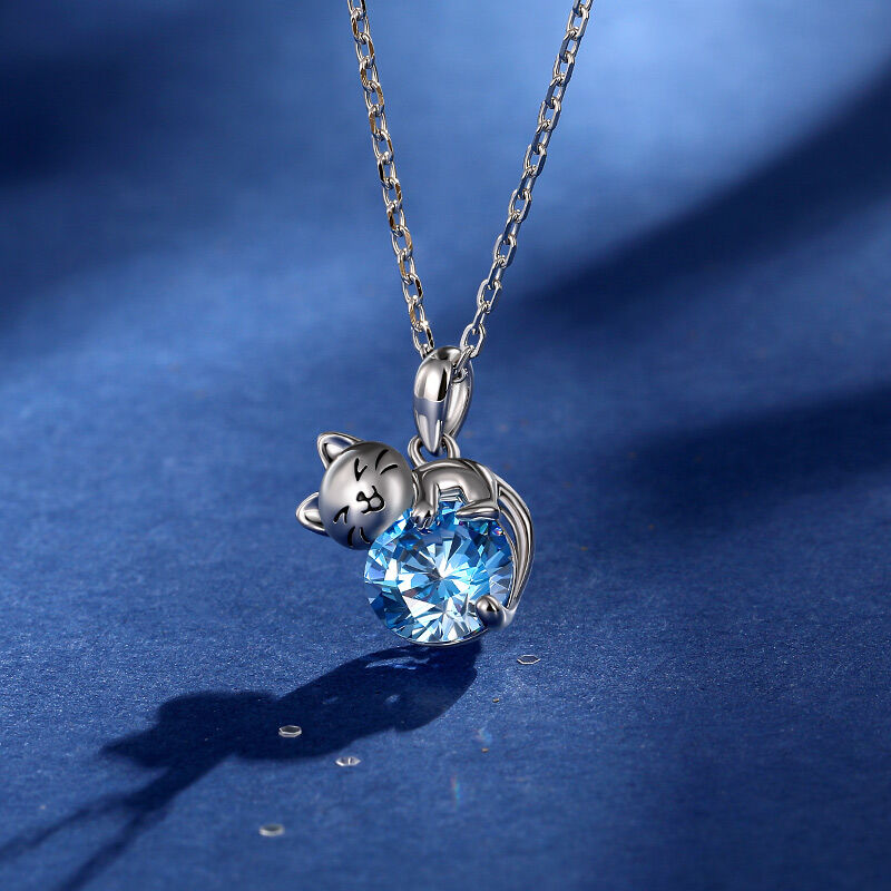 Jeulia Hug Me Sassy Cat Custom Birthstone Necklace - Jeulia Jewelry