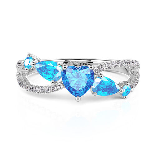 Jeulia Twist Multi Stone Aquamarine Infinity Promise Ring - Jeulia NZ