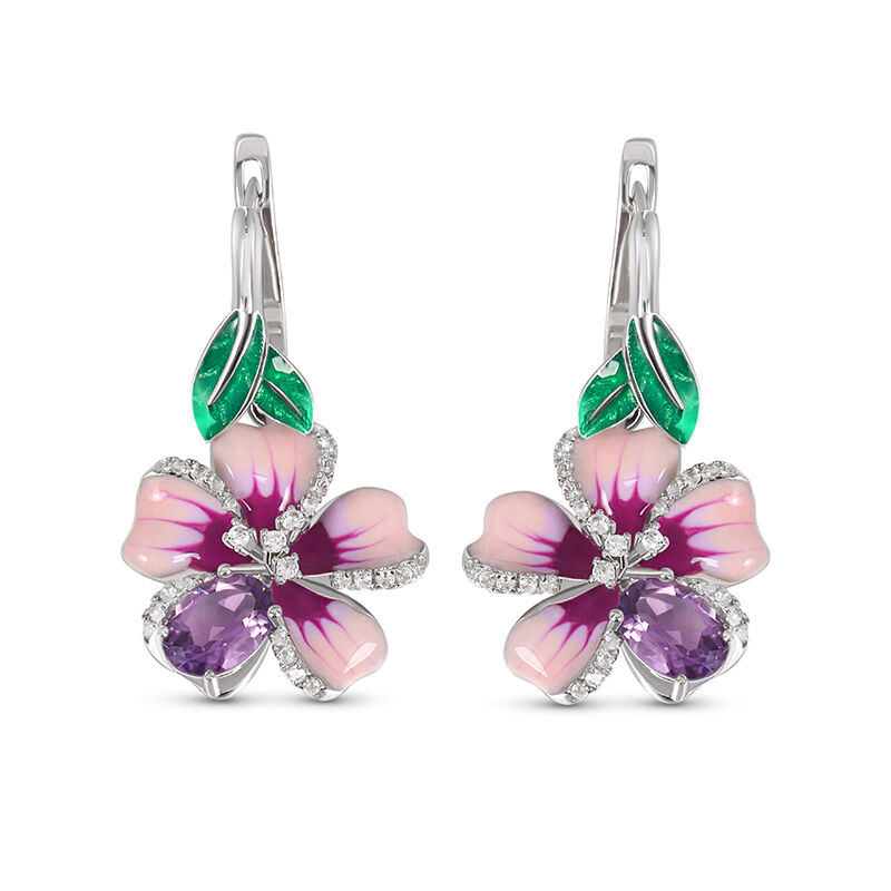 Jeulia "Freshness of Spring" Flower Enamel Sterling Silver Drop ...