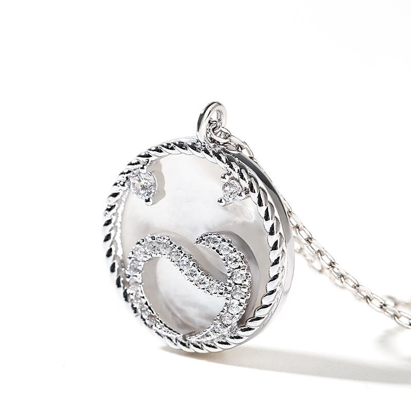 Jeulia Logo Heart Sterling Silver Mother of Pearl Necklace - Jeuliaoutlet