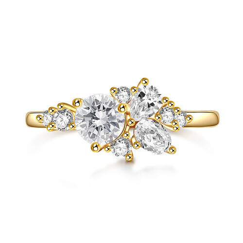 Jeulia Gold Tone Sterling Silver Cluster Ring - Jeulia Jewelry