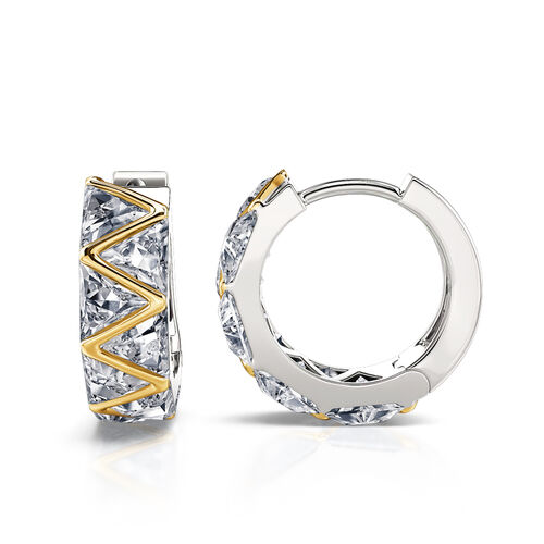 Jeulia Trillion Cut Two Tone Sterling Silver Hoop Earrings - Jeulia Jewelry