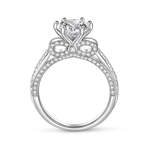 Jeulia Fine Bowknot Sterling Silver Ring Unique Design 6 Claw - Jeulia Jewelry