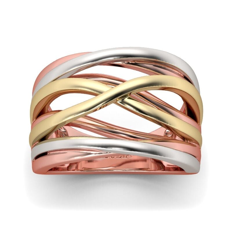 Jeulia Three Tone Intertwined Sterling Silver Ring - Jeuliaoutlet