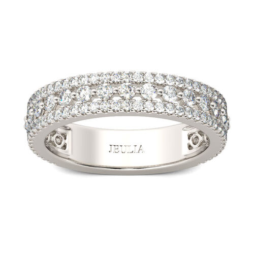 Jeulia Classic Round Cut Sterling Silver Women's Band - Jeulia Jewelry
