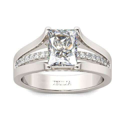 Jeulia Contemporary Design Radiant Cut Sterling Silver Ring - Jeulia ...