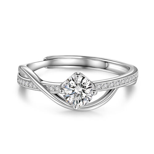 Jeulia Adjustable Twist Round Cut Eternity Ring Sterling Silver ...