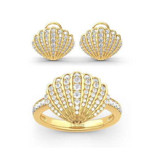 Jeulia Conjunto de joyas de conchas marinas en plata de ley -Jeulia.com.mx