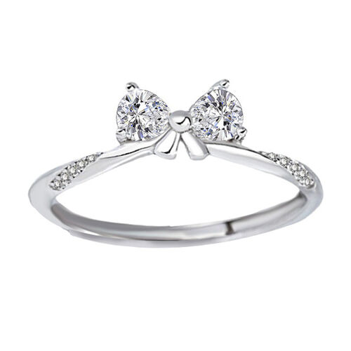 Jeulia Bowknot Two Stone Trillion Cut Sterling Silver Adjustable Ring - Jeulia Jewelry