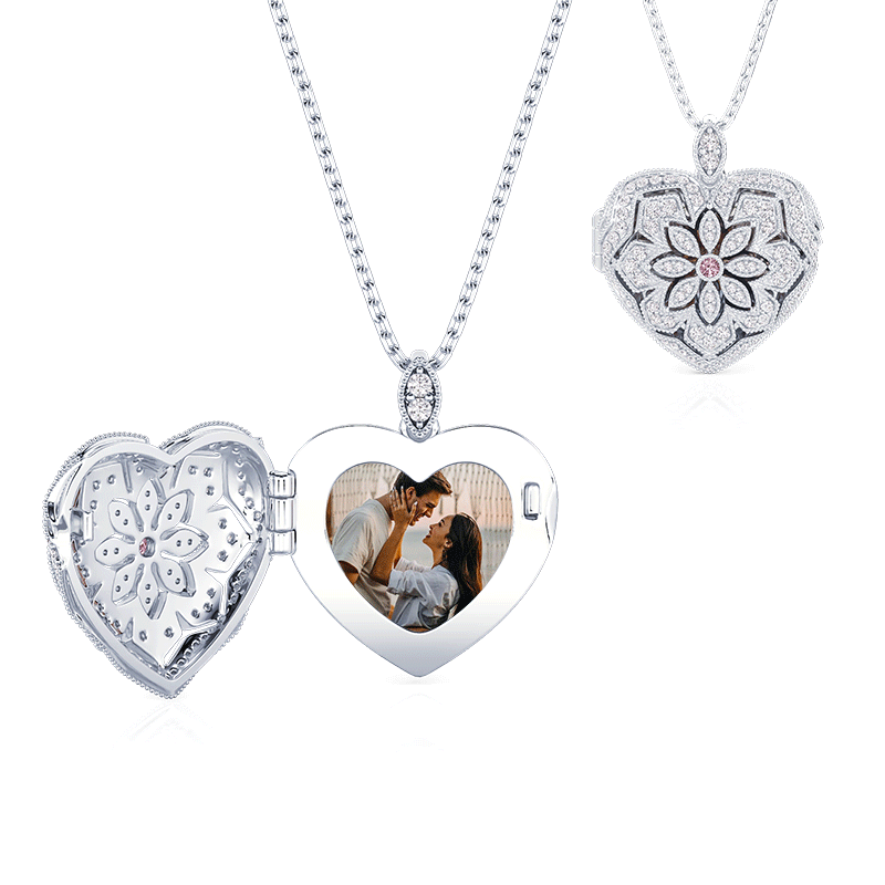 Jeulia Custom Birthstone Hollow Heart Photo Locket Necklace - Jeulia ...